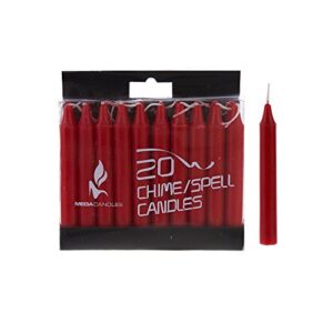 mega candles 20 pcs unscented red mini taper candle, 4 inch tall x 1/2 inch diameter, great for casting chimes, rituals, spells, vigil, witchcraft, wiccan supplies, wax play & more