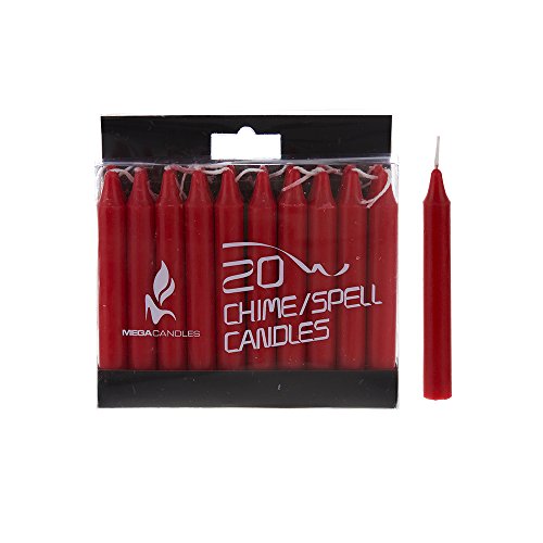 Mega Candles 20 pcs Unscented Red Mini Taper Candle, 4 Inch Tall x 1/2 Inch Diameter, Great for Casting Chimes, Rituals, Spells, Vigil, Witchcraft, Wiccan Supplies, Wax Play & More