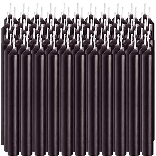 PEILIN Set of 100 Black Brown Spell & Chime Candles – Premium Mini Taper Candles for Rituals, Prayer, Birthdays, Meditation, Altar, Spells, Chime Candles - 5 Inch Tall, Unscented ( Black Brown)