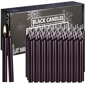 PEILIN Set of 100 Black Brown Spell & Chime Candles – Premium Mini Taper Candles for Rituals, Prayer, Birthdays, Meditation, Altar, Spells, Chime Candles - 5 Inch Tall, Unscented ( Black Brown)