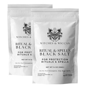 black salt for protection rituals, wiccan supplies, sal negra para rituales de brujeria – 1.75 lb pack (14 oz bag x 2) – witches & wiccan witchcraft supplies