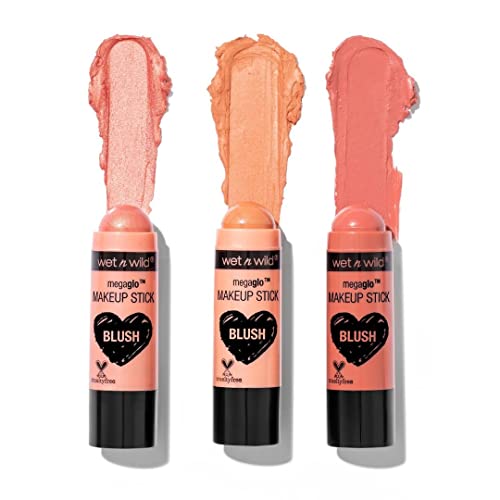 Wet n Wild MegaGlo Blush Stick Conceal & Contour, Peach Bums| Shimmer | Blush Makeup Multistick | For Cheeks | Cream