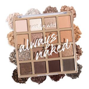 wet n wild always naked eyeshadow palette, nude neutral eye makeup, blendable, warm and cool nude pigments, matte, shimmer, glitter, creamy smooth