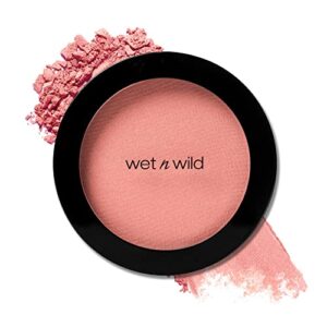 wet n wild color icon blush powder makeup, pinch me pink | matte natural glow | moisturizing jojoba oil