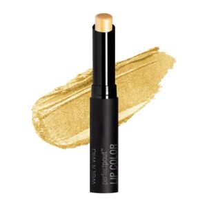 wet n wild perfect pout lipstick, gold shimmer first place winner | vegan | gluten-free | cruelty-free | lip color