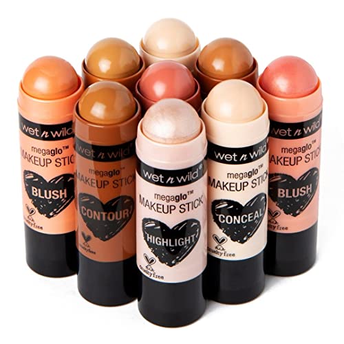 Wet n Wild MegaGlo Blush Stick Conceal & Contour, Hustle & Glow | Matte | Face Multistick Makeup Multistick | For Cheeks | Cream