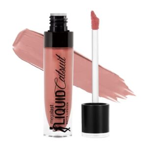 wet n wild megalast catsuit matte liquid lipstick, lip color makeup, moisturizing creamy formula, smudge proof, long lasting, nudist peach