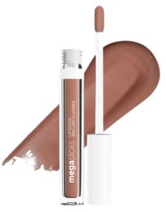 wet n wild lip gloss mega slicks high shine lip gloss, long lasting, hyaluronic acid, nude mood