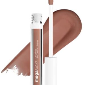 wet n wild Lip Gloss Mega Slicks High Shine Lip Gloss, Long Lasting, Hyaluronic Acid, Nude Mood