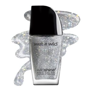 wet n wild wild shine nail polish, kaleidoscope, glitter top coat, nail color