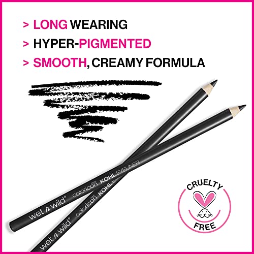 wet n wild Color Icon Kohl Eyeliner Pencil Black, Long Lasting, Highly Pigmented, No Smudging, Smooth Soft Gliding, Eye Liner Makeup, Baby's Got Black (Pack of 5)