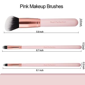 Real Perfection Makeup Brushes 16pcs Makeup Brushes Set with 1 Eyebrow Razor Premium Synthetic Foundation Brushes Blending Face Powder Eye Shadow Concealer Make Up Brushes Tool Kit