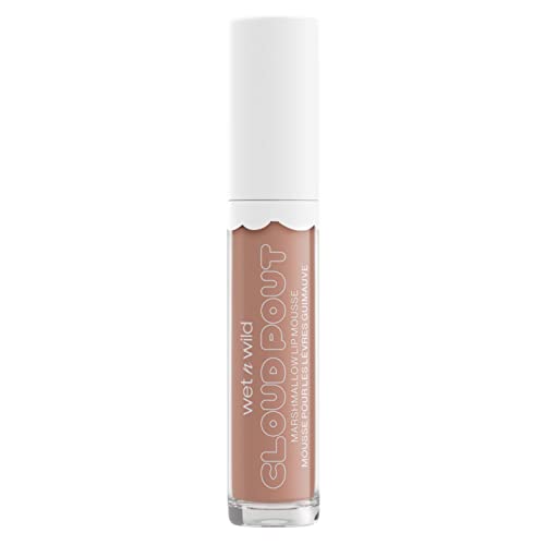 wet n wild Lip Cream Cloud Pout w/ Marshmallow, Light Brown Fluffernutter | Argan Oil | Vitamin E | Marshmallow Flavored