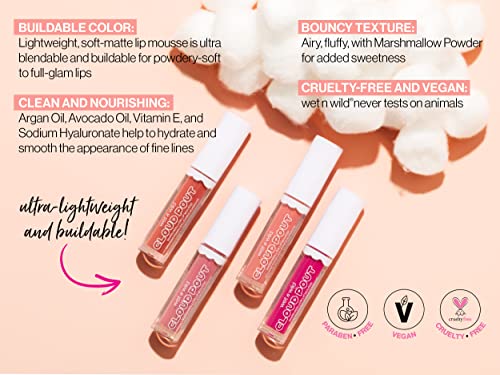 wet n wild Lip Cream Cloud Pout w/ Marshmallow, Light Brown Fluffernutter | Argan Oil | Vitamin E | Marshmallow Flavored