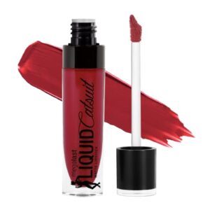 wet n wild megalast catsuit matte liquid lipstick, lip color makeup, moisturizing creamy formula, smudge proof, long lasting, red missy and fierce