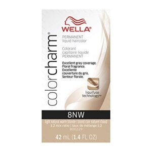 wella colorcharm permanent liquid hair color for gray coverage, 008nw light natural warm blonde