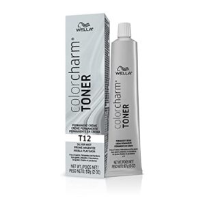 wella colorcharm permanent crème toner, free of animal-derivied ingredients, parabens free, gluten free, t12 silver mist, 2 oz