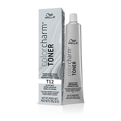 WELLA colorcharm Permanent Crème Toner, Free of Animal-Derivied Ingredients, Parabens Free, Gluten Free, T12 Silver Mist, 2 oz