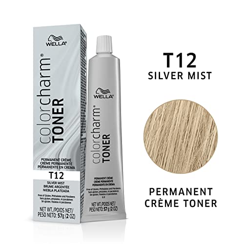 WELLA colorcharm Permanent Crème Toner, Free of Animal-Derivied Ingredients, Parabens Free, Gluten Free, T12 Silver Mist, 2 oz