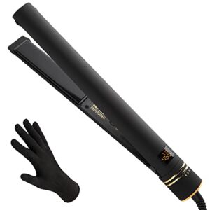 hot tools pro artist black gold evolve ionic salon hair flat iron | long-lasting finish for straightening hair, (1 in)