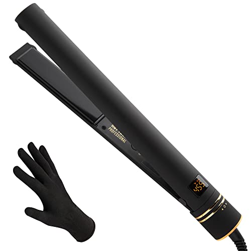 Hot Tools Pro Artist Black Gold Evolve Ionic Salon Hair Flat Iron | Long-Lasting Finish for Straightening Hair, (1 in)