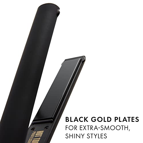 Hot Tools Pro Artist Black Gold Evolve Ionic Salon Hair Flat Iron | Long-Lasting Finish for Straightening Hair, (1 in)