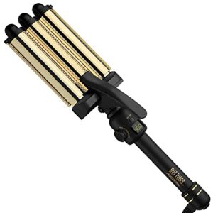 hot tools pro artist 24k gold digital 3 barrel hair waver | long lasting defined waves (jumbo size)