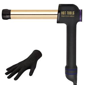 hot tools pro artist 24k gold curlbar curling wand | long lasting, defined curls (1 in)