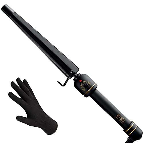 HOT TOOLS Professional Black Gold XL Tapered Curling Wand for Long Lasting Curls or Waves, 1 1/4 Inches