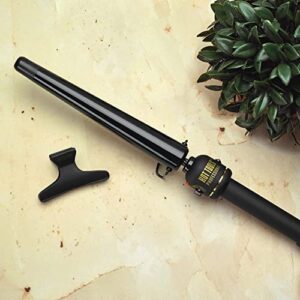 HOT TOOLS Professional Black Gold XL Tapered Curling Wand for Long Lasting Curls or Waves, 1 1/4 Inches