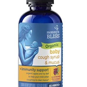 Mommy's Bliss Organic Baby Cough Syrup and Mucus + Immunity Support, Contains Organic Agave and Ivy Leaf, Made for Babies 4 month+, 1.67 Fluid Ounces