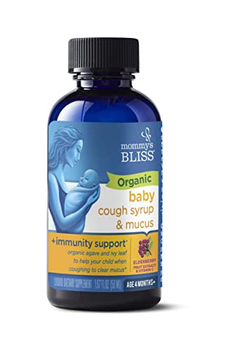 Mommy's Bliss Organic Baby Cough Syrup and Mucus + Immunity Support, Contains Organic Agave and Ivy Leaf, Made for Babies 4 month+, 1.67 Fluid Ounces