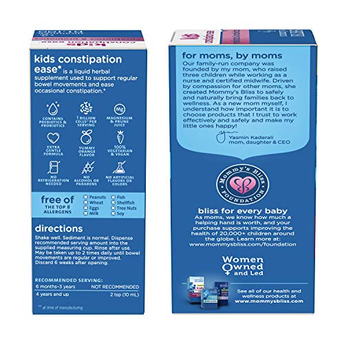 Mommy's Bliss Kids Constipation Ease with Prebiotics & Probiotics: Supports Regularity & Digestive Health, Constipation Relief for Kids, Age 4+, 4 Fl Oz