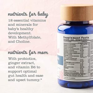 Mommy's Bliss Prenatal Multivitamin Probiotic for Women with Folic Acid: Support Baby Development & Mom Immunity & Digestion with Zinc, Vitamin B6 & B12, Ginger Extract, Choline, Vegan (45 Servings)