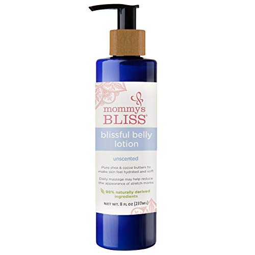 Mommy's Bliss Belly Lotion: For Hydrated, Resilient, & Elastic Skin During Pregnancy, Reduce Stretch Mark Appearance with Cocoa Butter, Vitamin E, Aloe, & Natural Oils, Unscented, 8 Fl Oz