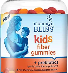 Mommy's Bliss Kids Fiber Gummies with Prebiotics and Chicory Root Gentle Daily Fiber Supplement (Ages 3+), Natural Orange & Berry Flavors ,60 Gummies