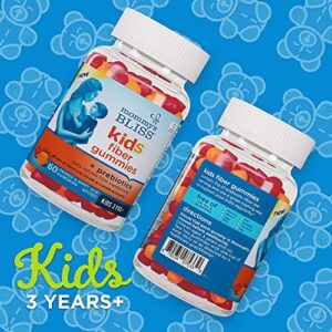 Mommy's Bliss Kids Fiber Gummies with Prebiotics and Chicory Root Gentle Daily Fiber Supplement (Ages 3+), Natural Orange & Berry Flavors ,60 Gummies