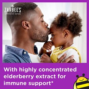 Zarbee's Elderberry Syrup for Kids, Daily Immune Support with Vitamin C & Zinc, Childrens Liquid Supplement, Natural Berry Flavor, 4 fl oz