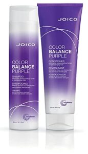 joico color balance purple shampoo & conditioner set | eliminate brassy and yellow tones | for cool blonde or gray hair