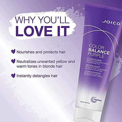 Joico Color Balance Purple Shampoo & Conditioner Set | Eliminate Brassy and Yellow tones | For Cool Blonde or Gray Hair