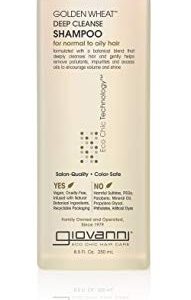 GIOVANNI Eco Chic Golden Wheat Deep Cleanse Shampoo, 8.5 oz. - Deep Cleansing With Botanical Oils, Spearmint Oil + Aloe Vera, Normal To Oily Hair