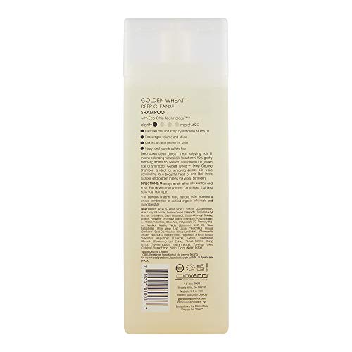 GIOVANNI Eco Chic Golden Wheat Deep Cleanse Shampoo, 8.5 oz. - Deep Cleansing With Botanical Oils, Spearmint Oil + Aloe Vera, Normal To Oily Hair