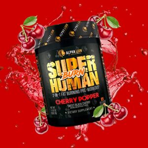 ALPHA LION Superhuman Burn 2-in-1 Metabolism Booster Pre Workout, Weight Loss Supplement, Appetite Suppressant, Fat Loss Support, Energy & Focus Powder (21 Servings, Sweet Black Cherry Flavor)