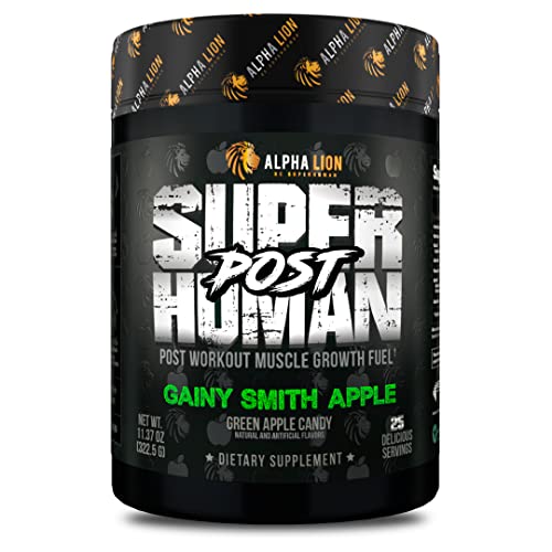 Alpha Lion Superhuman Post, Post Workout Recovery, Fast Acting Post Workout for Men & Women (25 Servings, Gainy Smith Apple)