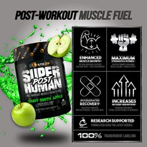 Alpha Lion Superhuman Post, Post Workout Recovery, Fast Acting Post Workout for Men & Women (25 Servings, Gainy Smith Apple)