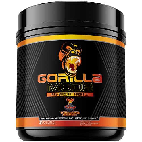 Gorilla Mode Pre Workout -Massive Pumps · Laser Focus · Energy · Power - L-Citrulline, Creatine, GlycerPump™, L-Tyrosine, Agmatine, Kanna, N-Phenethyl Dimethylamine Citrate - 574 Grams (Volcano Burst)