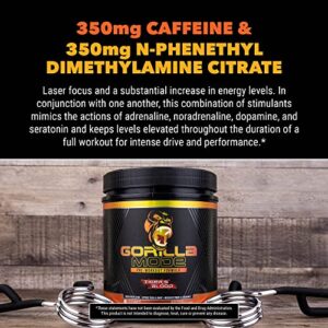 Gorilla Mode Pre Workout -Massive Pumps · Laser Focus · Energy · Power - L-Citrulline, Creatine, GlycerPump™, L-Tyrosine, Agmatine, Kanna, N-Phenethyl Dimethylamine Citrate - 574 Grams (Volcano Burst)