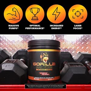 Gorilla Mode Pre Workout -Massive Pumps · Laser Focus · Energy · Power - L-Citrulline, Creatine, GlycerPump™, L-Tyrosine, Agmatine, Kanna, N-Phenethyl Dimethylamine Citrate - 574 Grams (Volcano Burst)