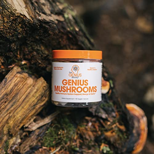 Genius Mushroom - Lions Mane, Cordyceps and Reishi - Immune System Booster & Nootropic Brain Supplement - for Natural Energy, Memory & Liver Support, 90 Veggie Pills