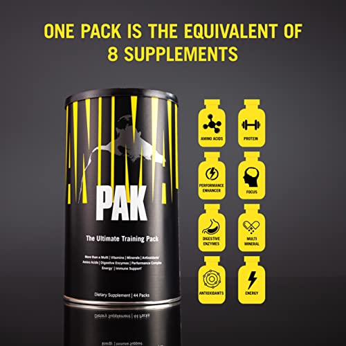 Animal Pak - Convenient All-in-One Vitamin & Supplement Pack - Zinc, Vitamins C, B, D, Amino Acids And More - Sports Nutrition Performance Multivitamin For Women & Men - 44 Count